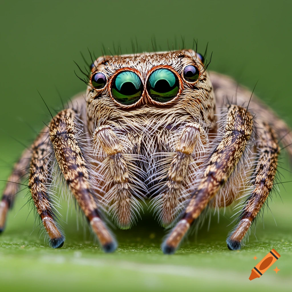 Jumping spider face close-up view on Craiyon