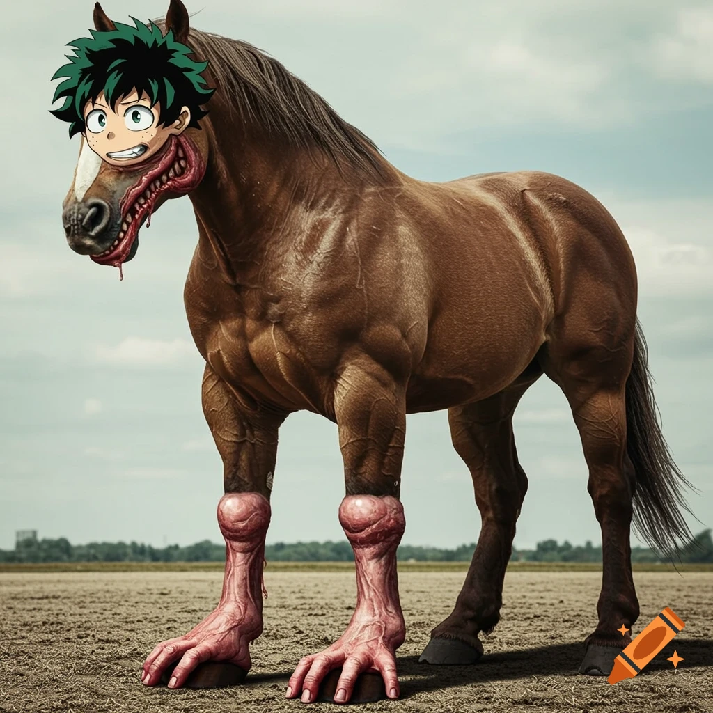 Deku from My Hero Academia with a body of a muscular horse and hands ...