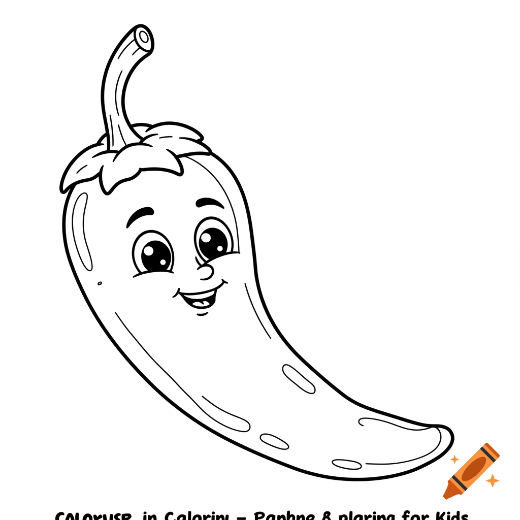 Black and white chili pepper coloring page for kids on Craiyon
