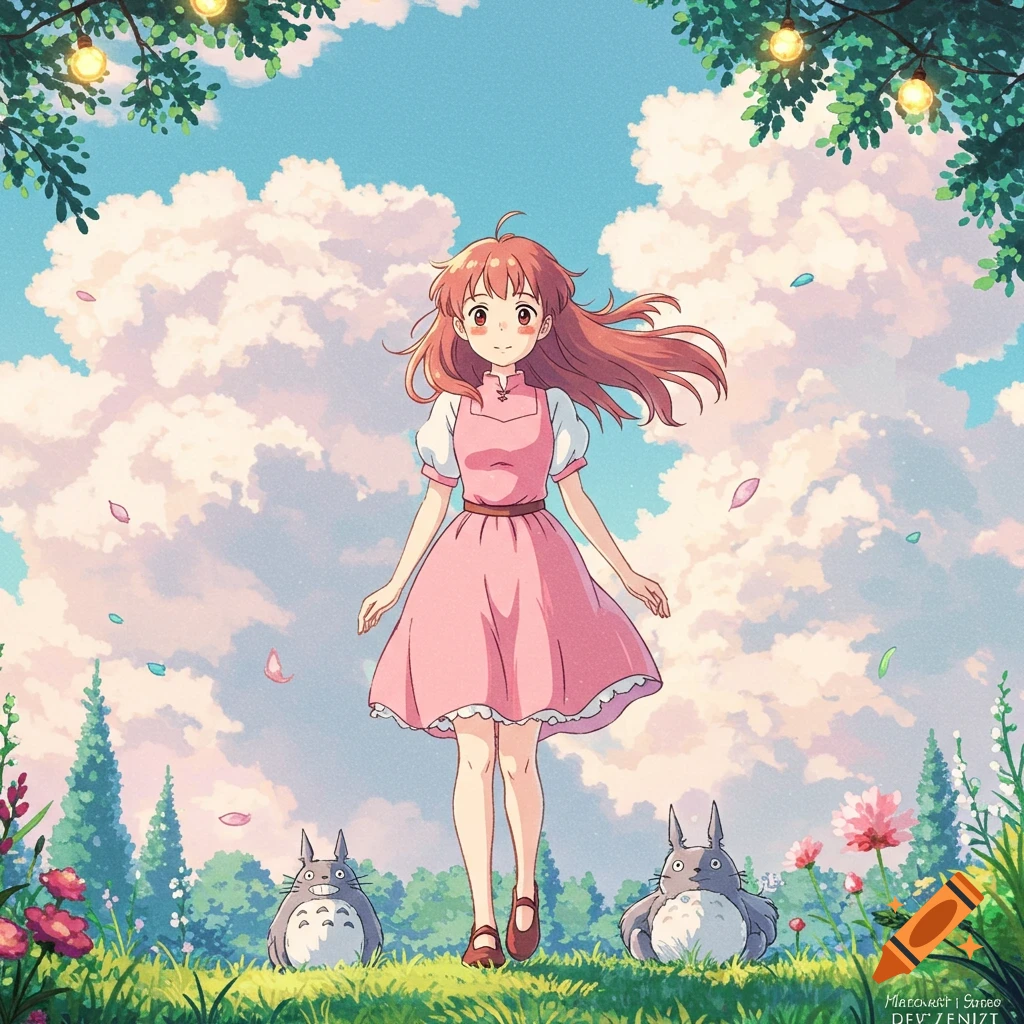 Studio Ghibli-style anime art with soft pastel colors on Craiyon