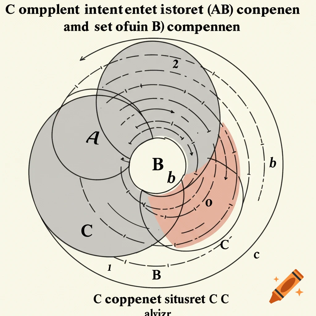 Venn diagram illustrating C complement intersect (A union B) complement ...
