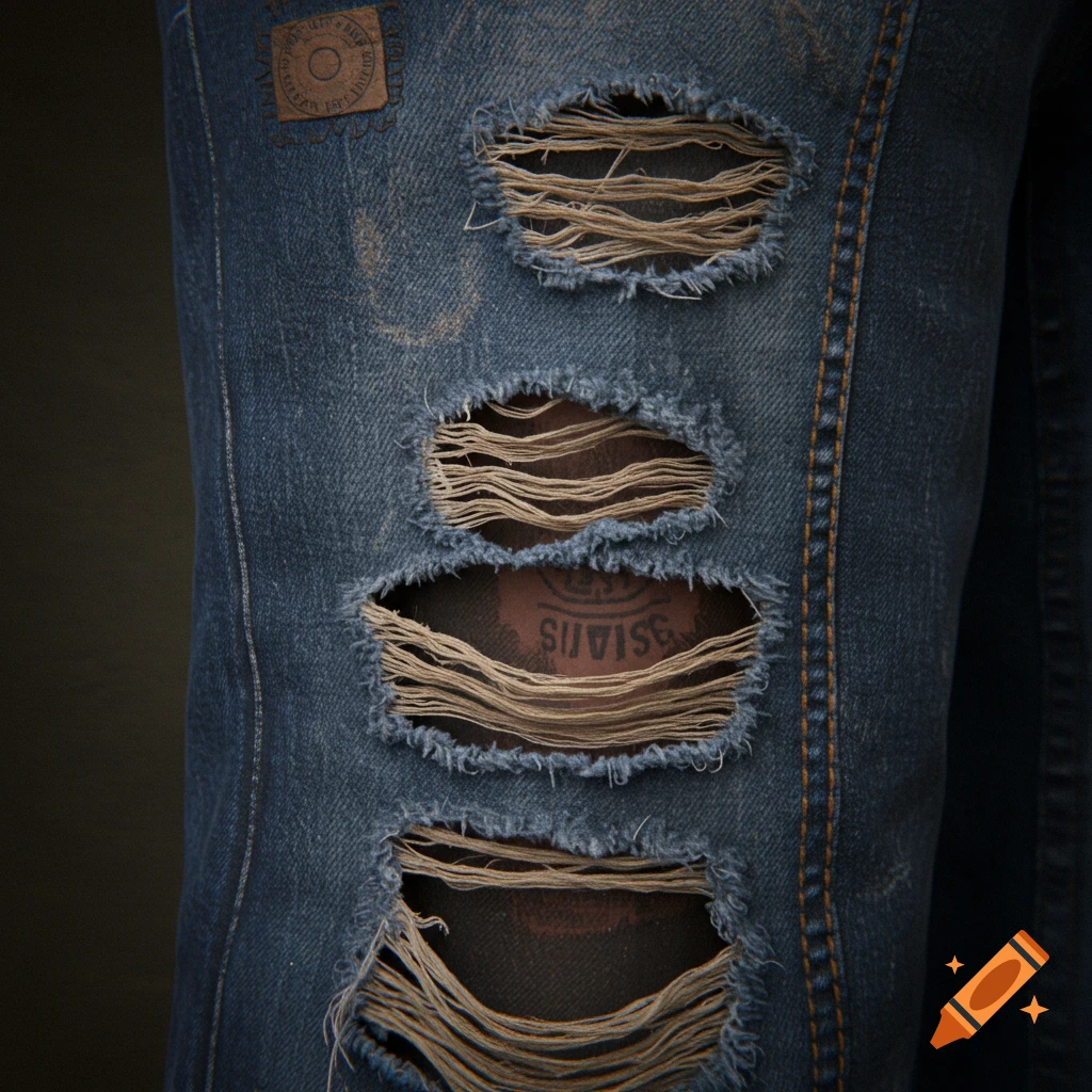 Worn-out fashion with holes and distressing on Craiyon
