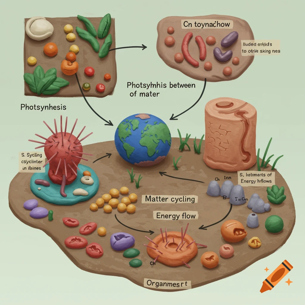 3D model of photosynthesis, matter cycling, and energy flow on Craiyon