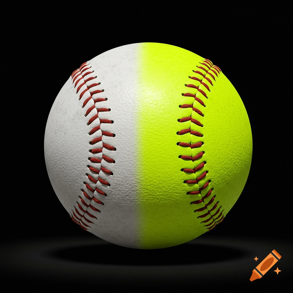 White baseball and neon yellow softball mashup on Craiyon