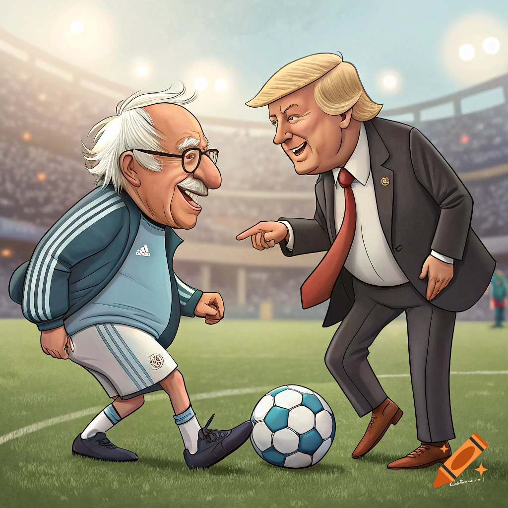Bernie Sanders playing soccer with Trump on Craiyon