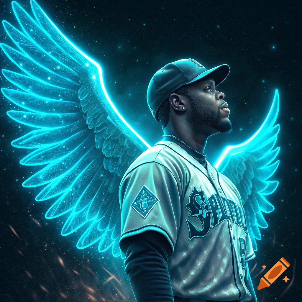 Griffey with neon wings. Ken Griffey Jr, baseball player, wings, neon ...