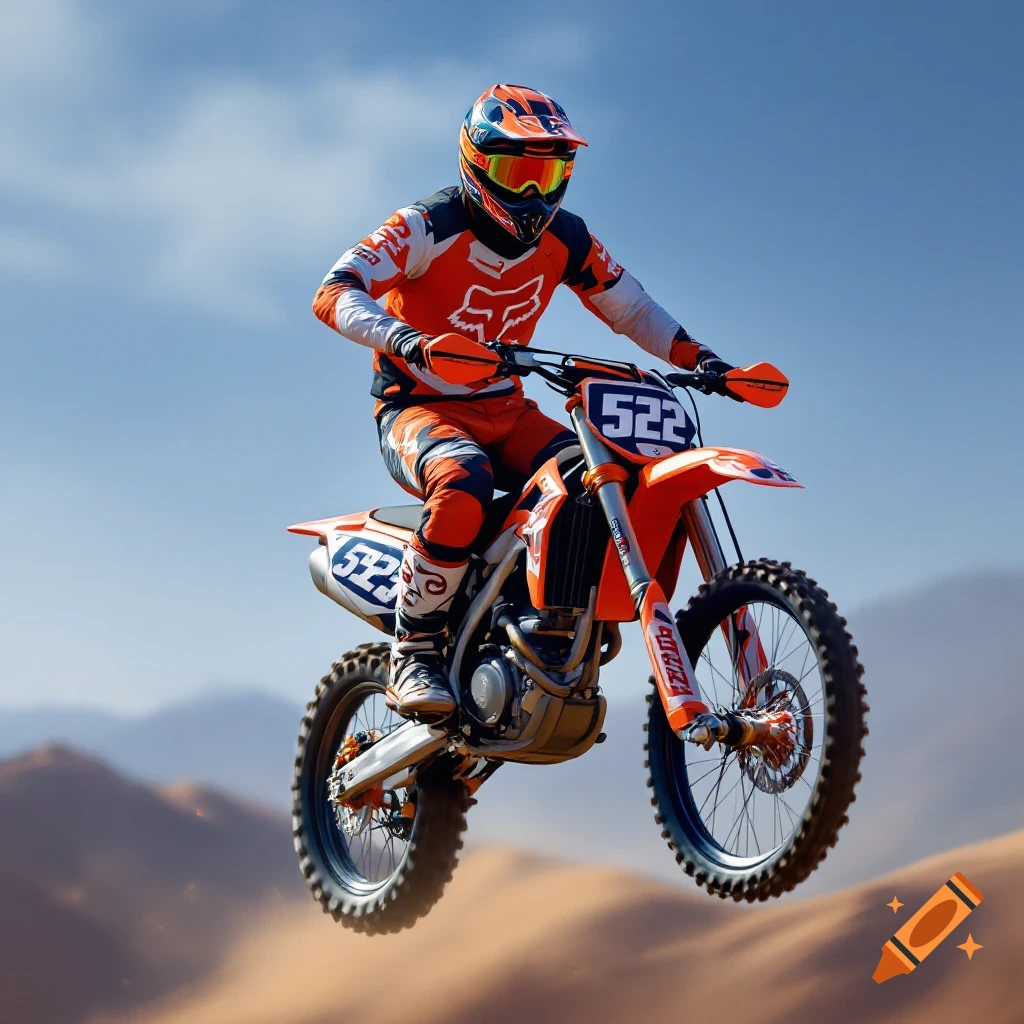 Motocross rider on RMZ450 with fox gear number 522 on Craiyon