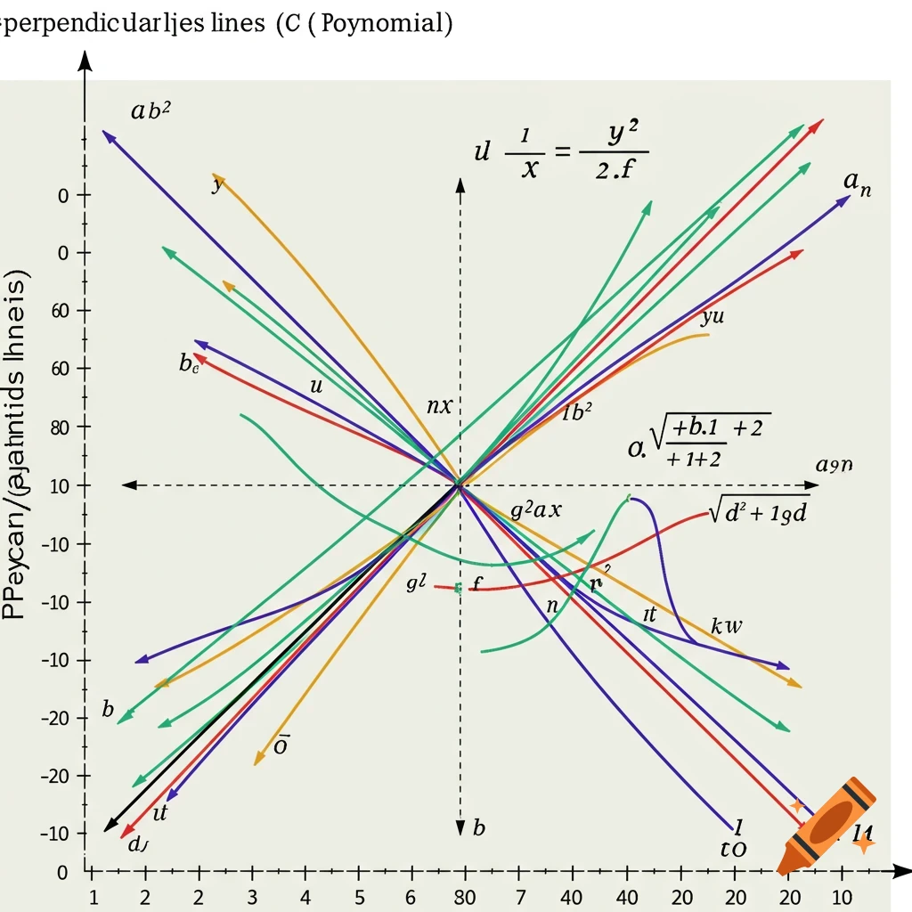 Coordinate plane with parallel and perpendicular lines representing polynomials on Craiyon