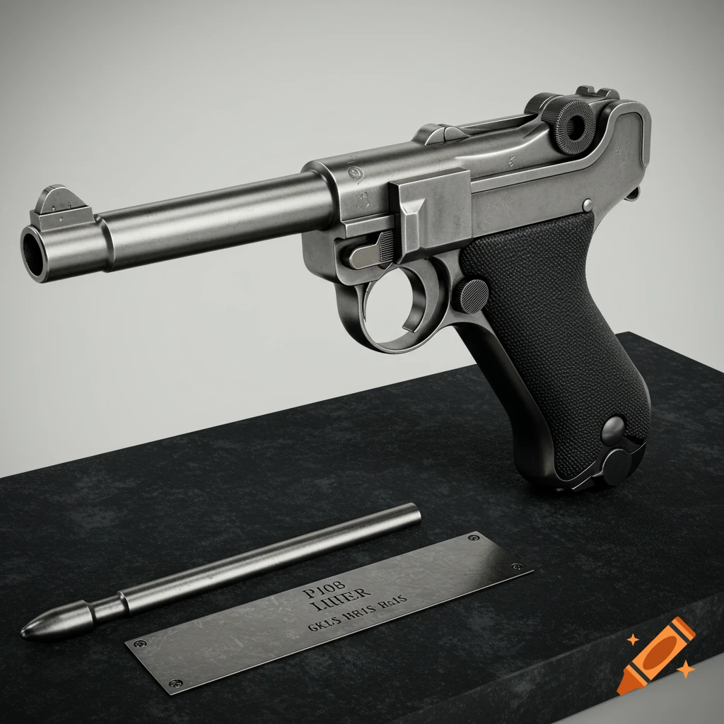 P08 nickel plated Luger with black grips on Craiyon