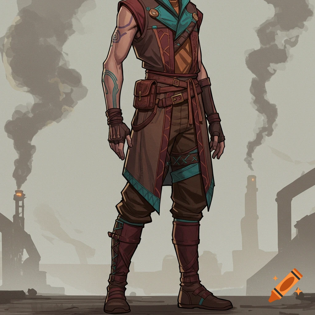 Arcane-style illustration of a human in crimson, amber, and teal ...