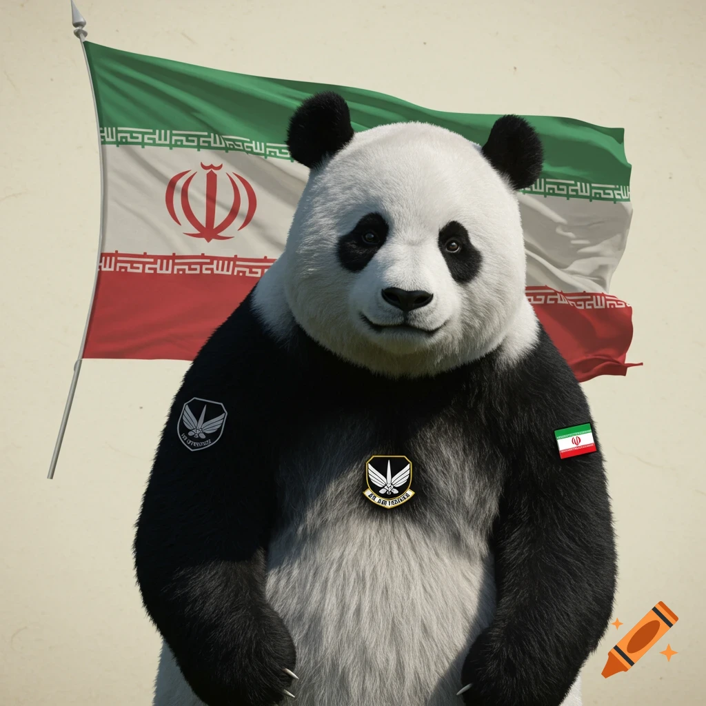 Panda with Iran airforce flag logo on Craiyon