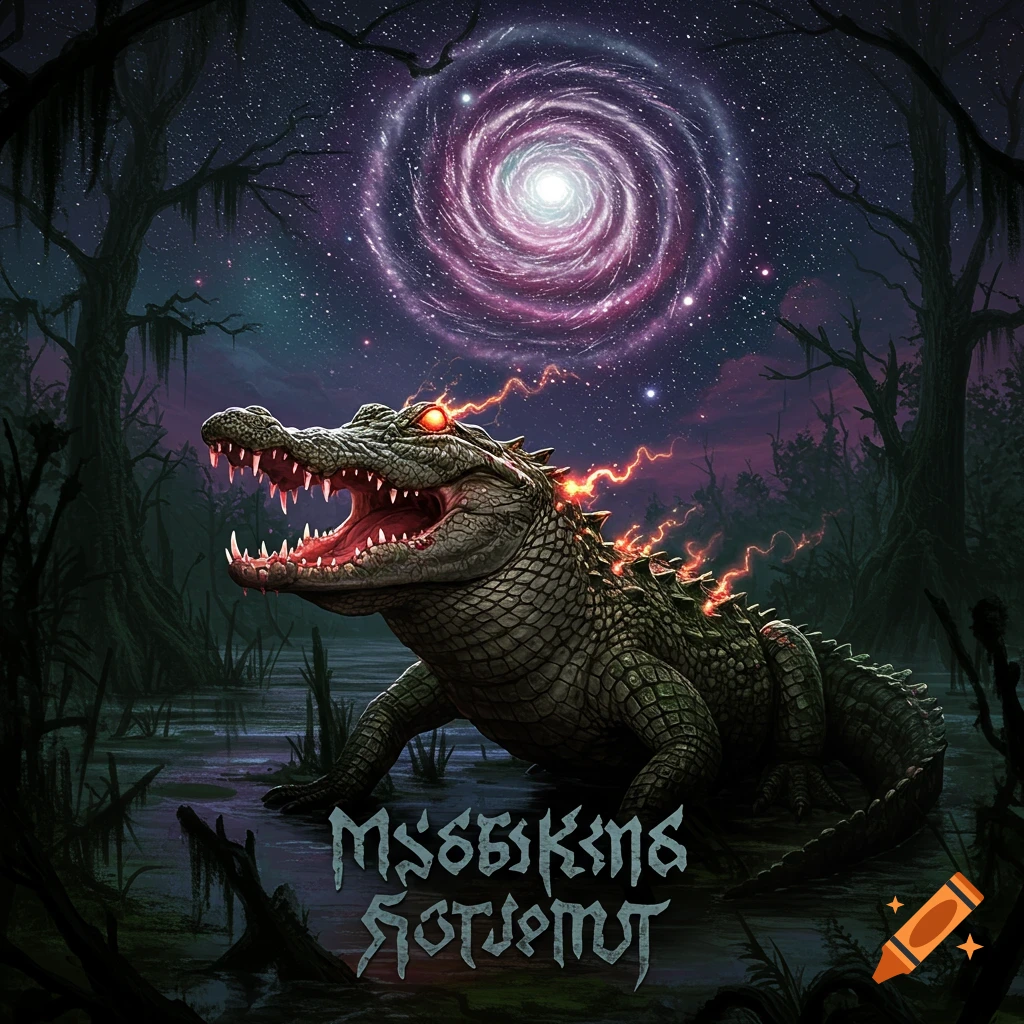 Alien mutated virus alligator cosmic horror book cover on Craiyon