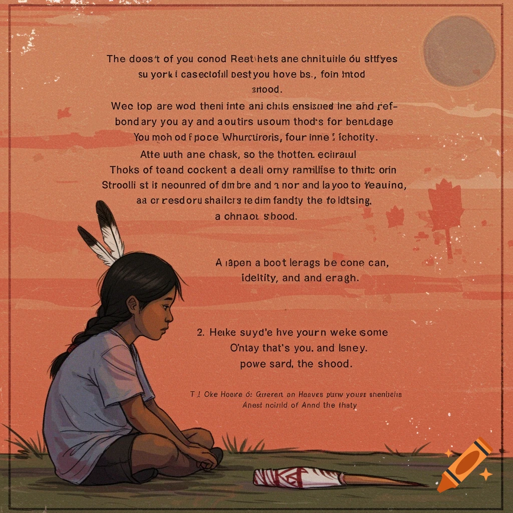 Poem and songs about the impact of residential schools. on Craiyon