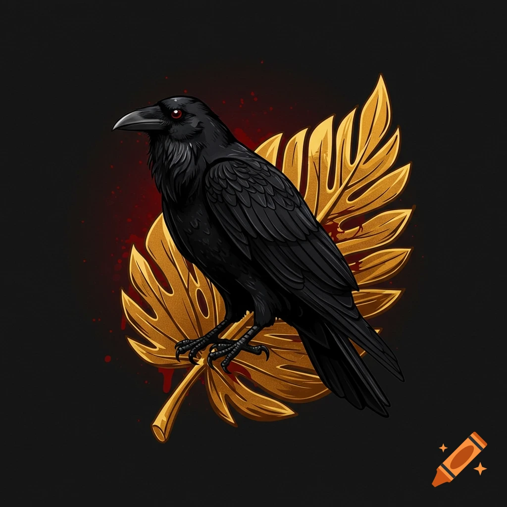 GTA RP Mafia style logo featuring a black raven with a gold leaf ...