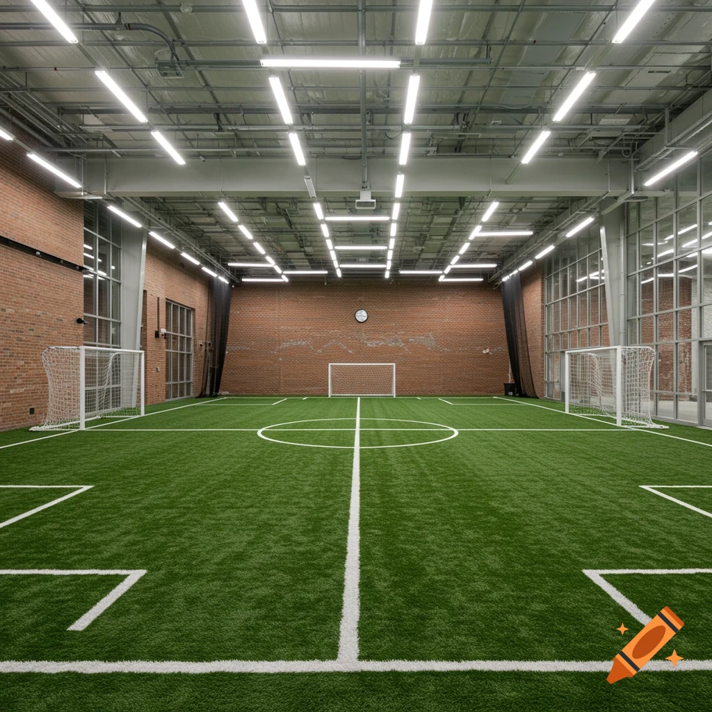Indoor soccer field in Belleville, Ontario with LED lighting and glass ...