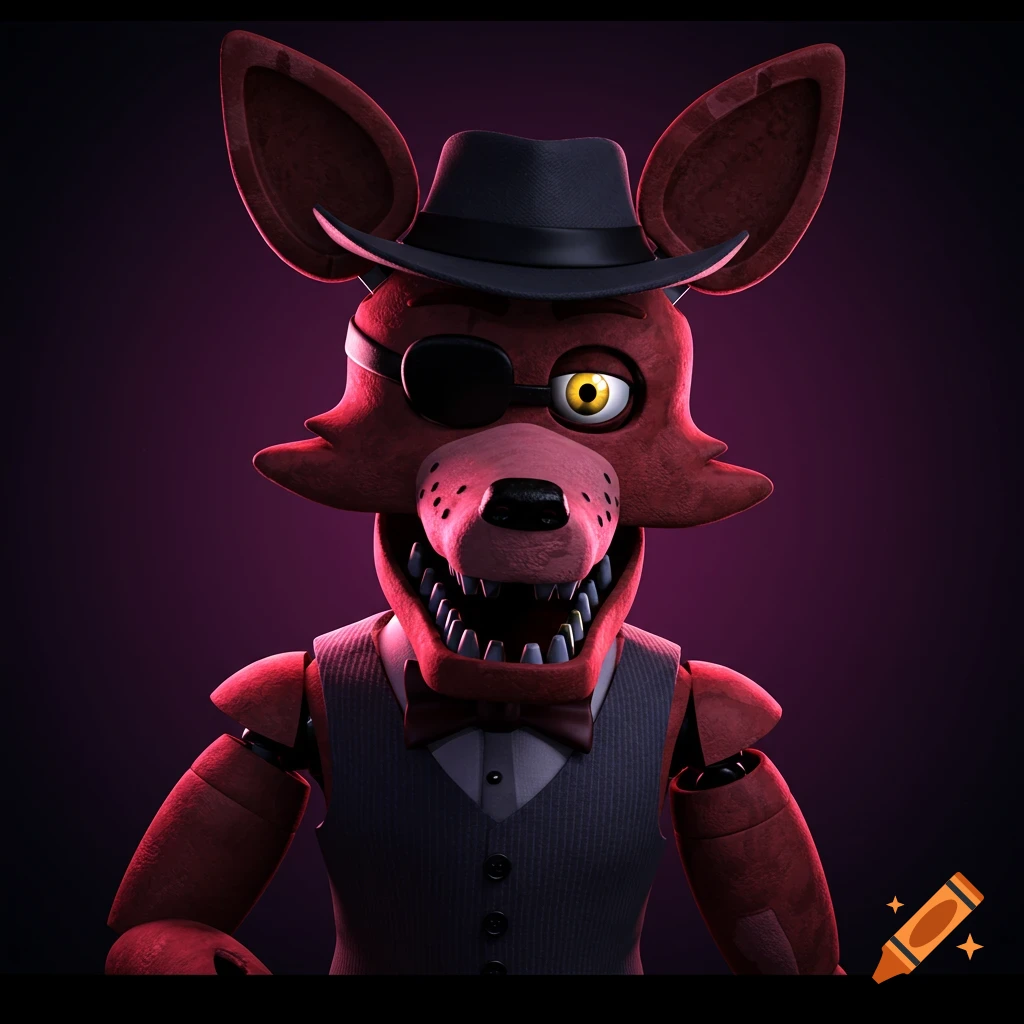 Anime-style Foxy animatronic with bright colors on Craiyon