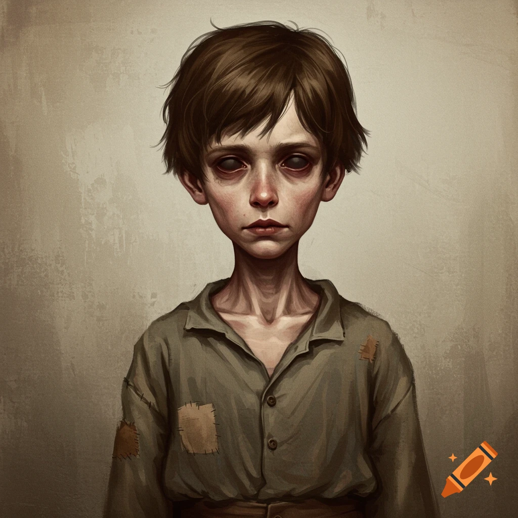 A ten year old boy from the 1870s with brown hair and short stature, no ...