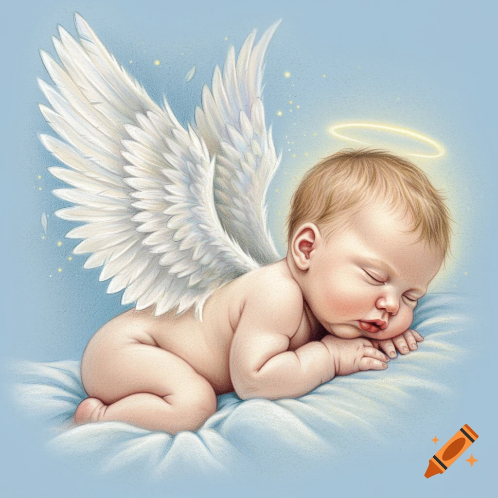 Illustration of a baby devil and a baby angel lying on grass with flowers on Craiyon