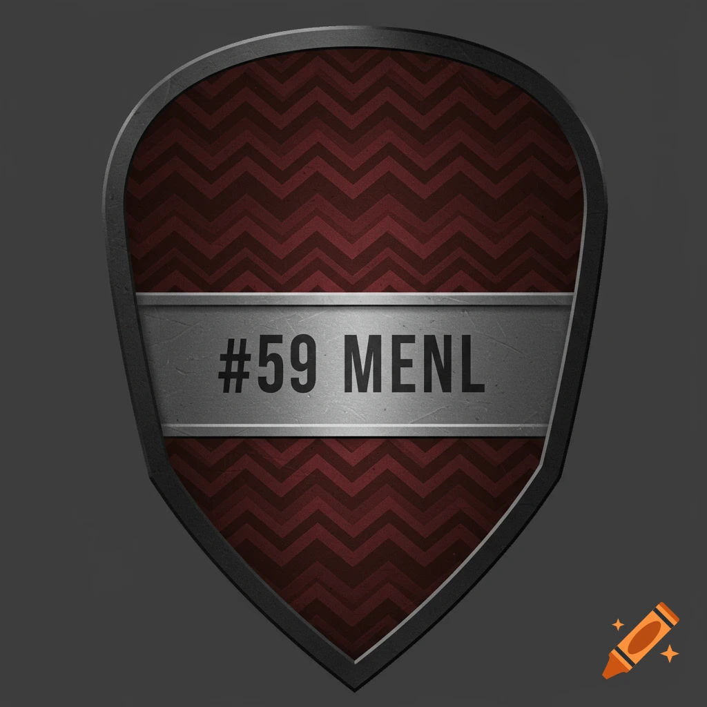 Stylized badge with chevron pattern and '#59 MENL' text on Craiyon