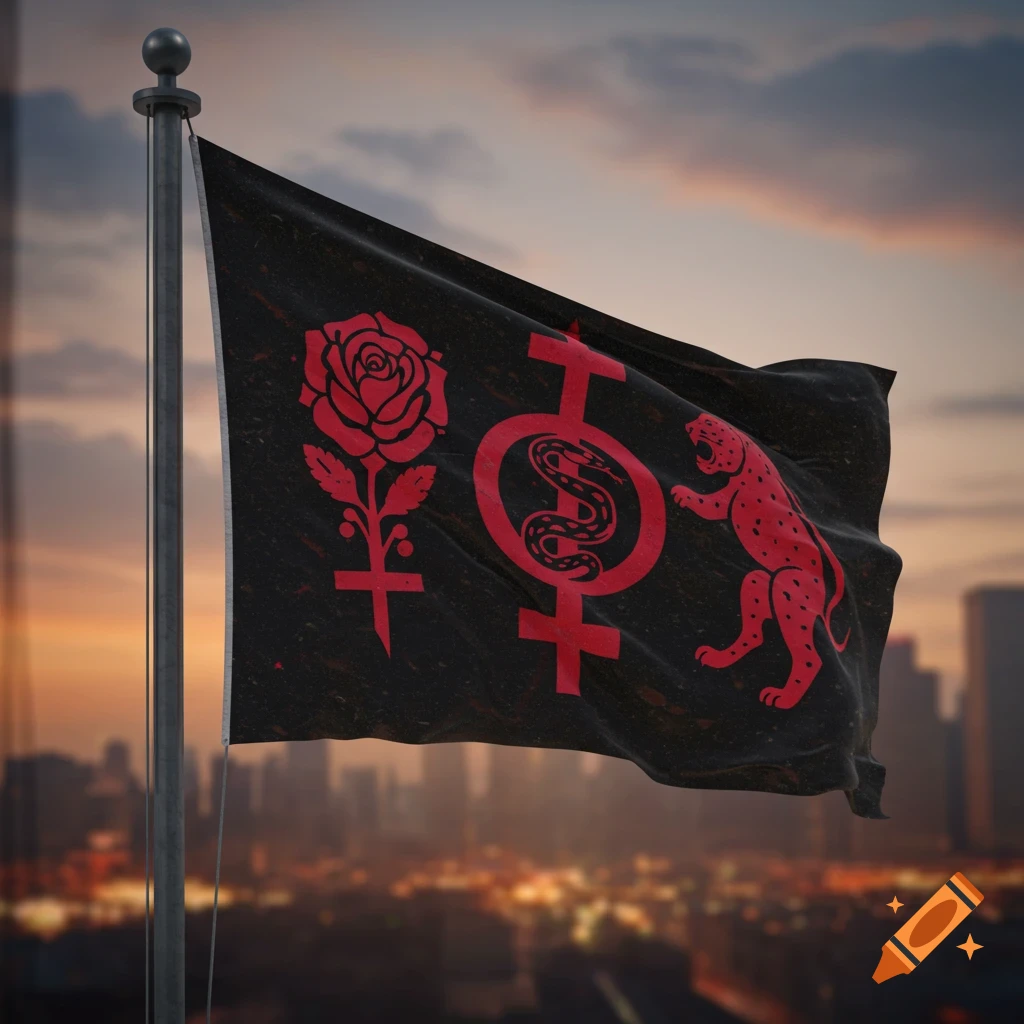 Flag of an oppressive totalitarian matriarchal dictatorship on Craiyon