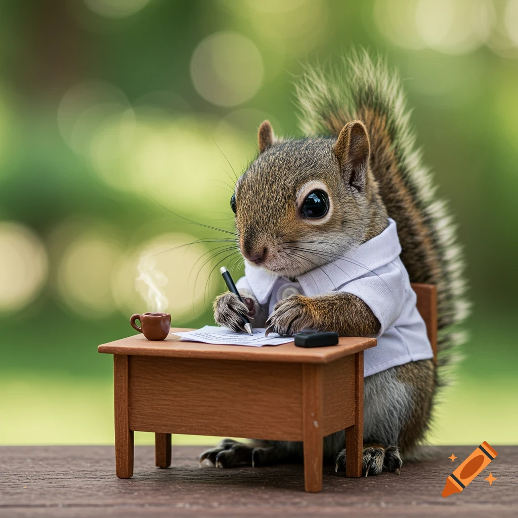 A white squirrel in a watercolor illustration style says 'Have a great ...