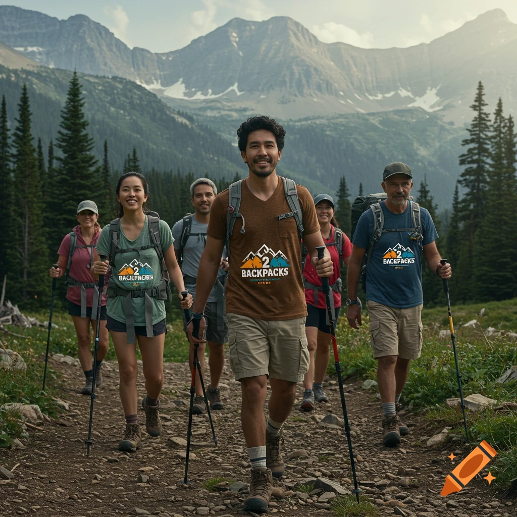 "Boots 2 Backpacks" hiking club logo on Craiyon