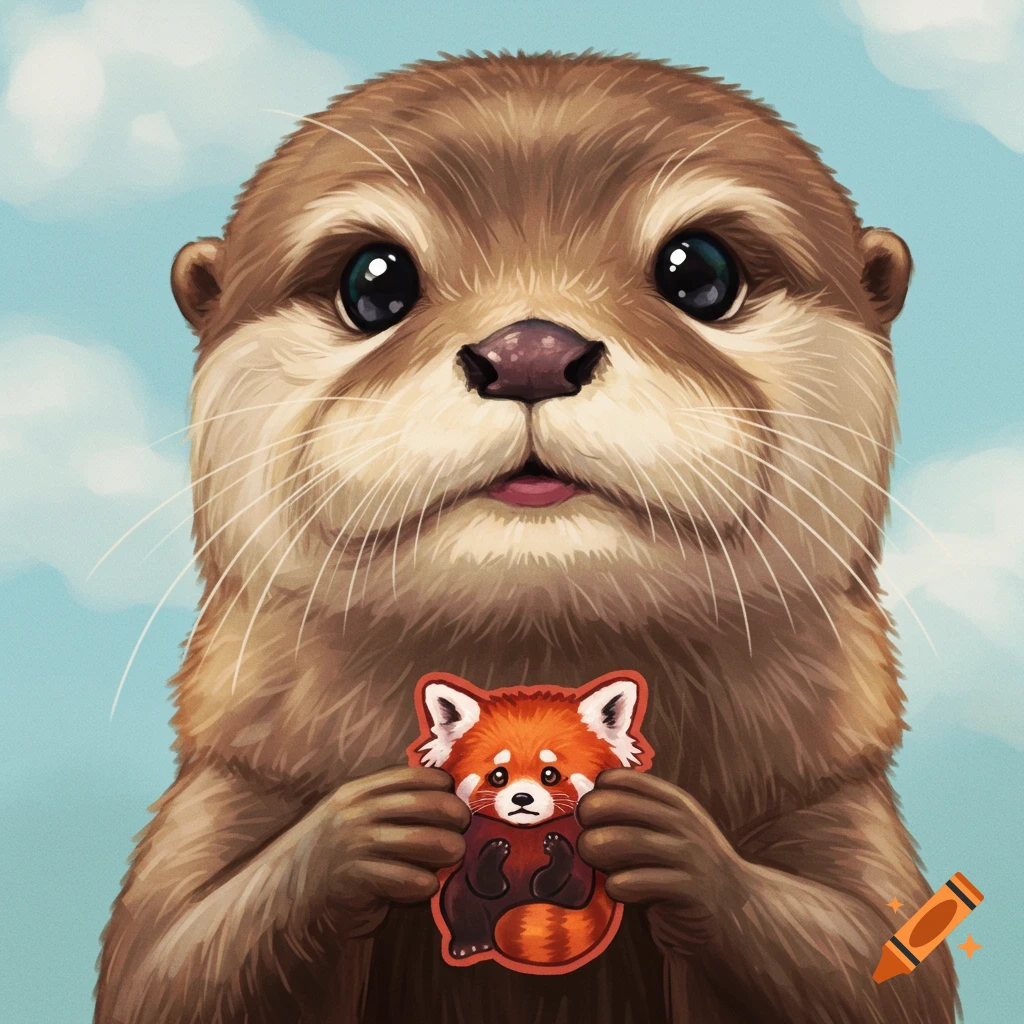 Cute otter and scared red panda tattoo on Craiyon