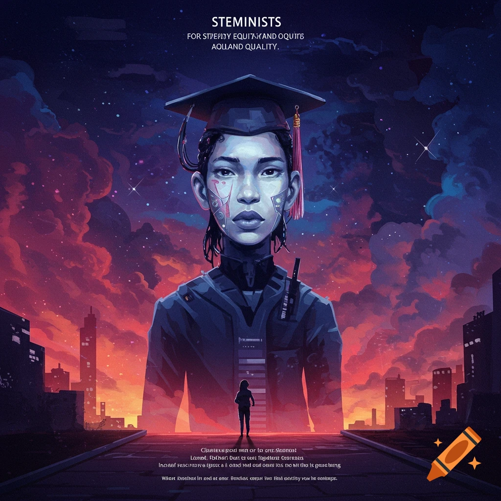 Poster idea for a STEM equity and equality club on Craiyon