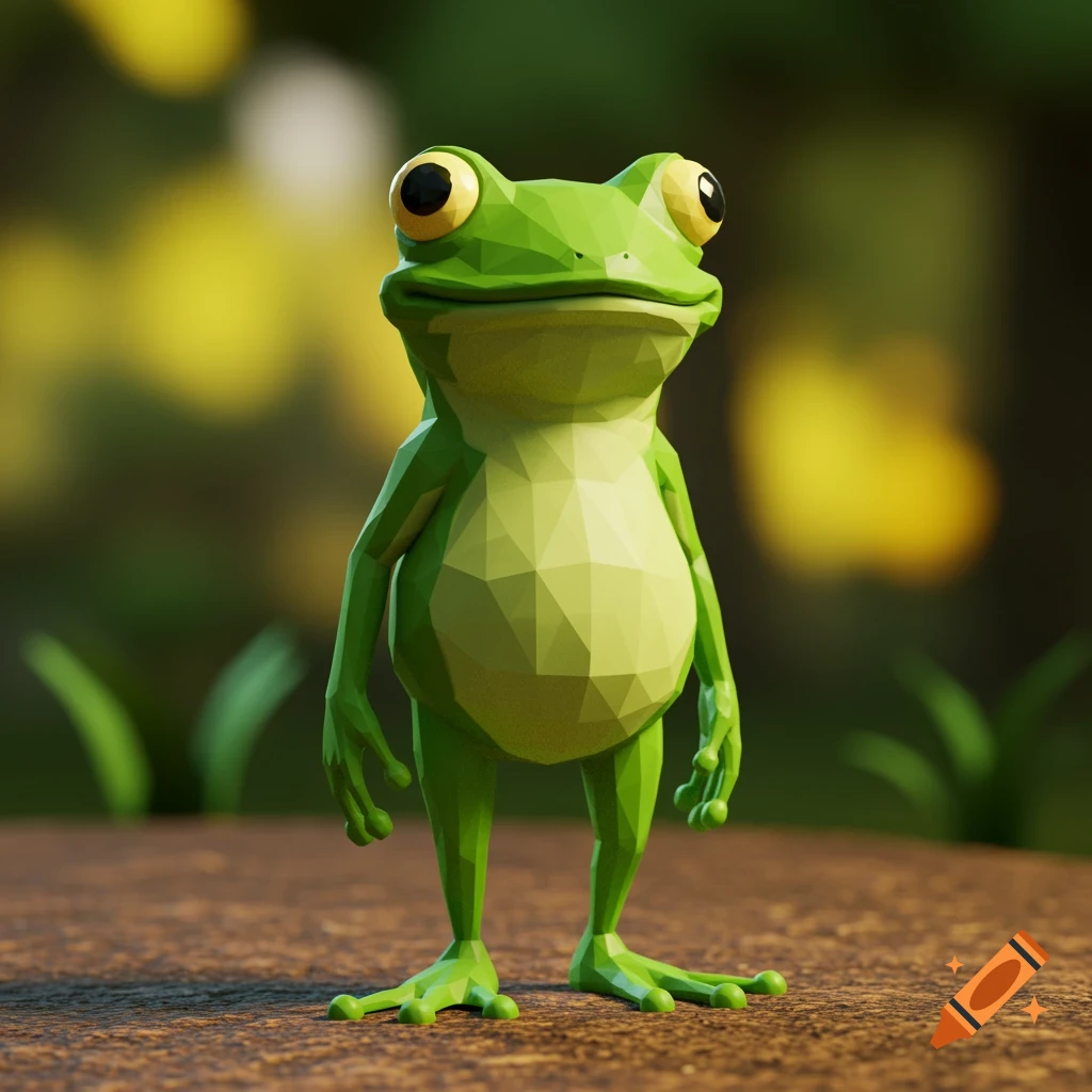 Low poly fat frog with stumpy legs on Craiyon