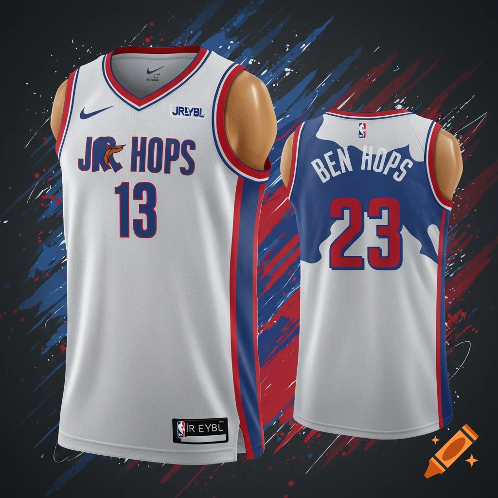 Basketball jersey with Nike and JR.EYBL logos on Craiyon