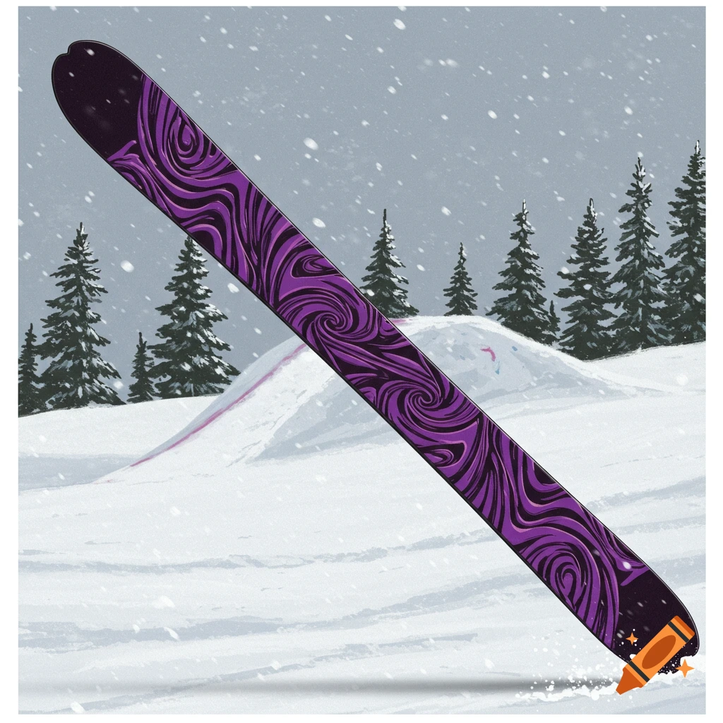 Purple graphic twin tip freestyle park ski on Craiyon