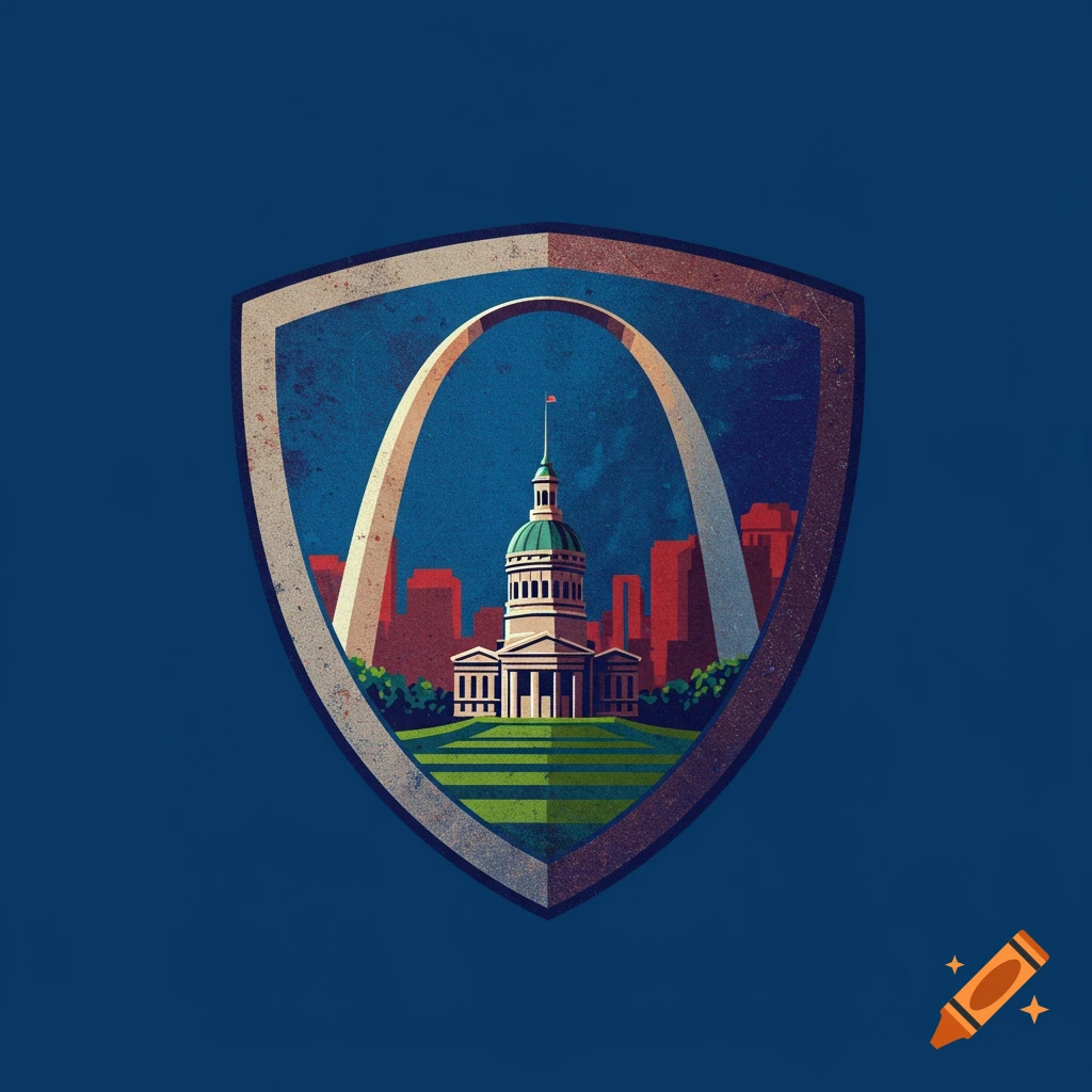 Stylized shield logo featuring the St. Louis Arch, Old Courthouse, and ...
