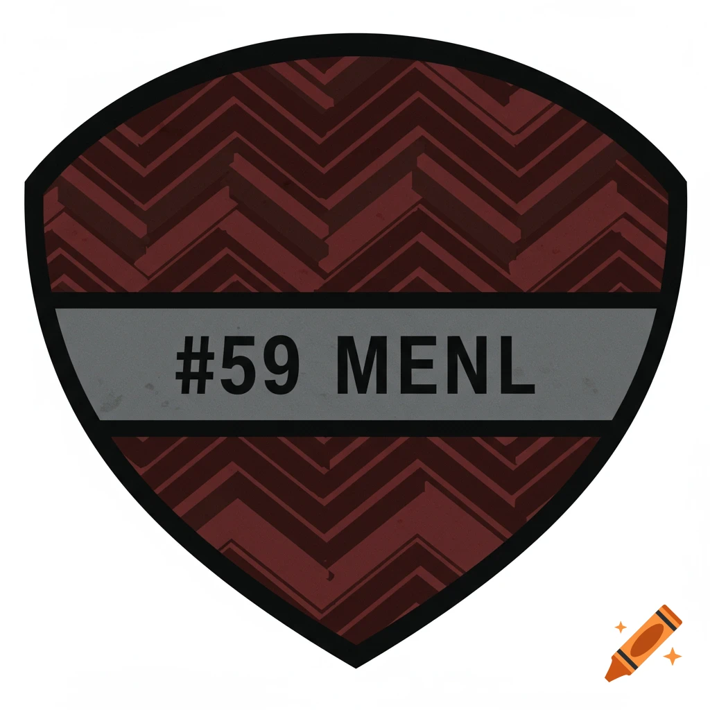 Stylized badge with chevron pattern and '#59 MENL' text on Craiyon