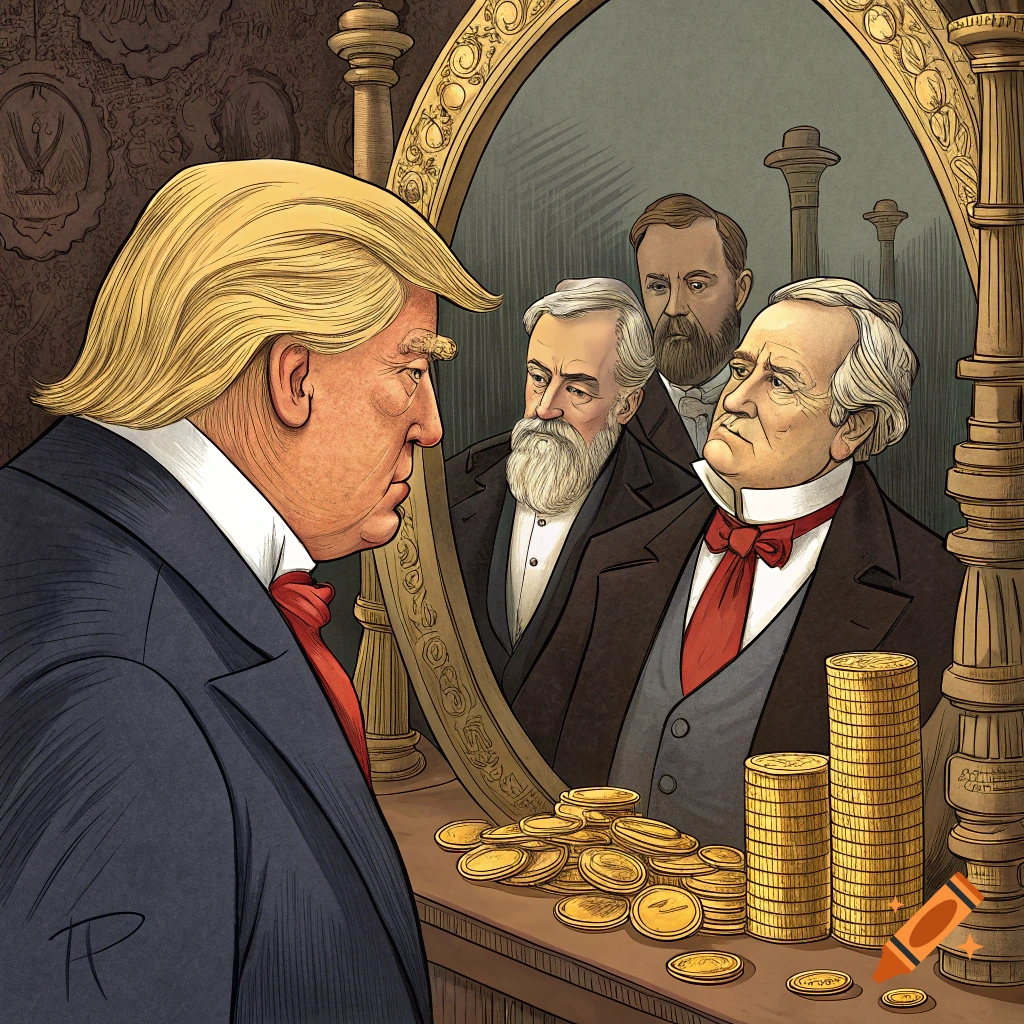 Political cartoon of Trump and his advisors as Gilded Age figures. on ...