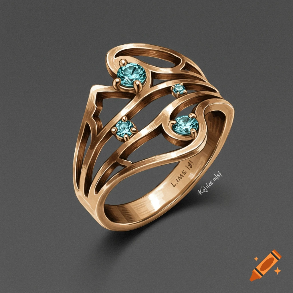 Innovative 3D metal ring design using cold work techniques. on Craiyon