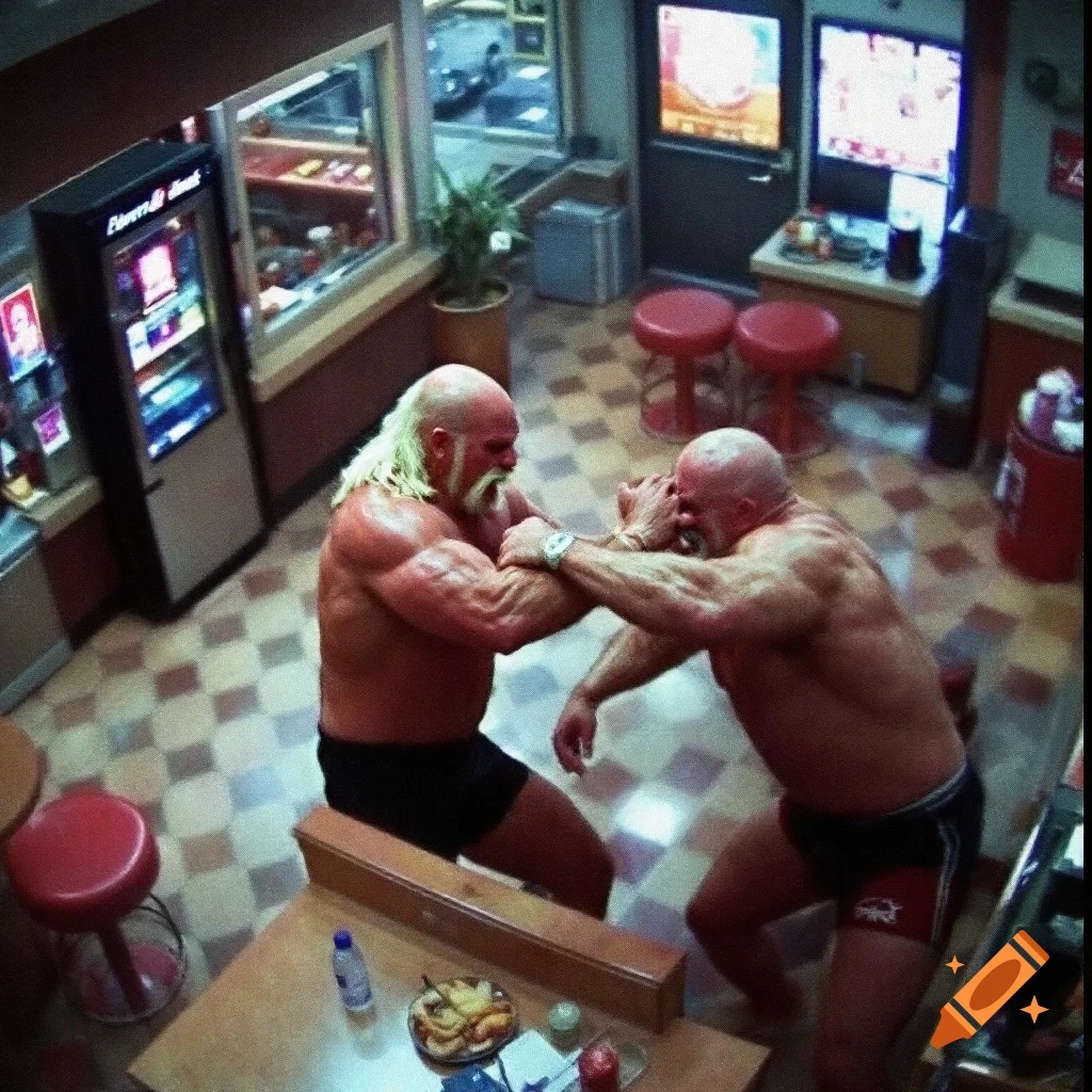 CCTV footage of Hulk Hogan fighting at Arby’s on Craiyon