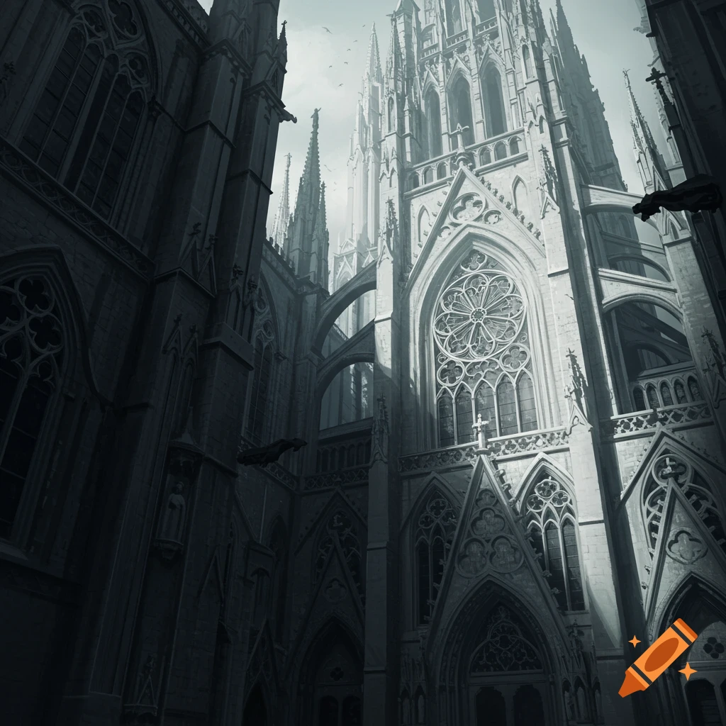 Fancy gothic cathedral, high contrast lighting effect applied. on Craiyon