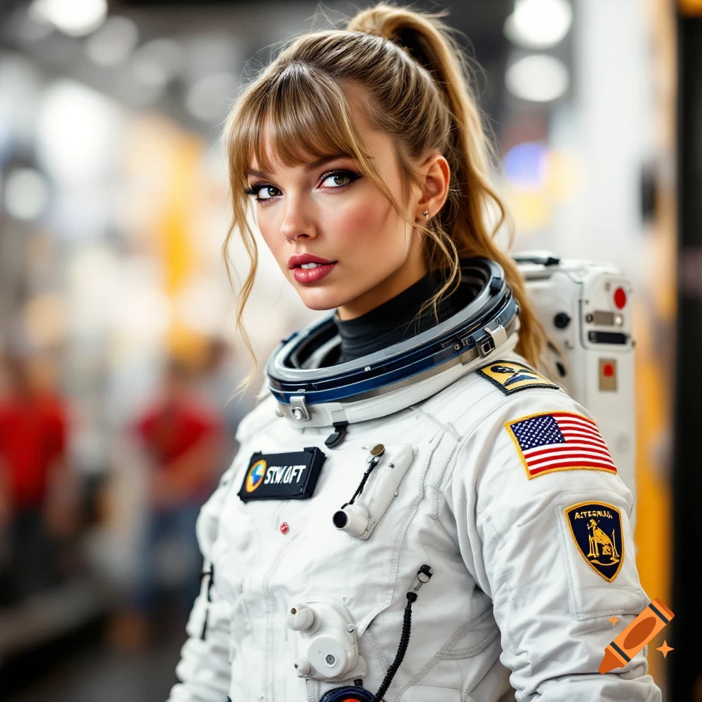 Woman with braided hair wearing an astronaut suit on Craiyon