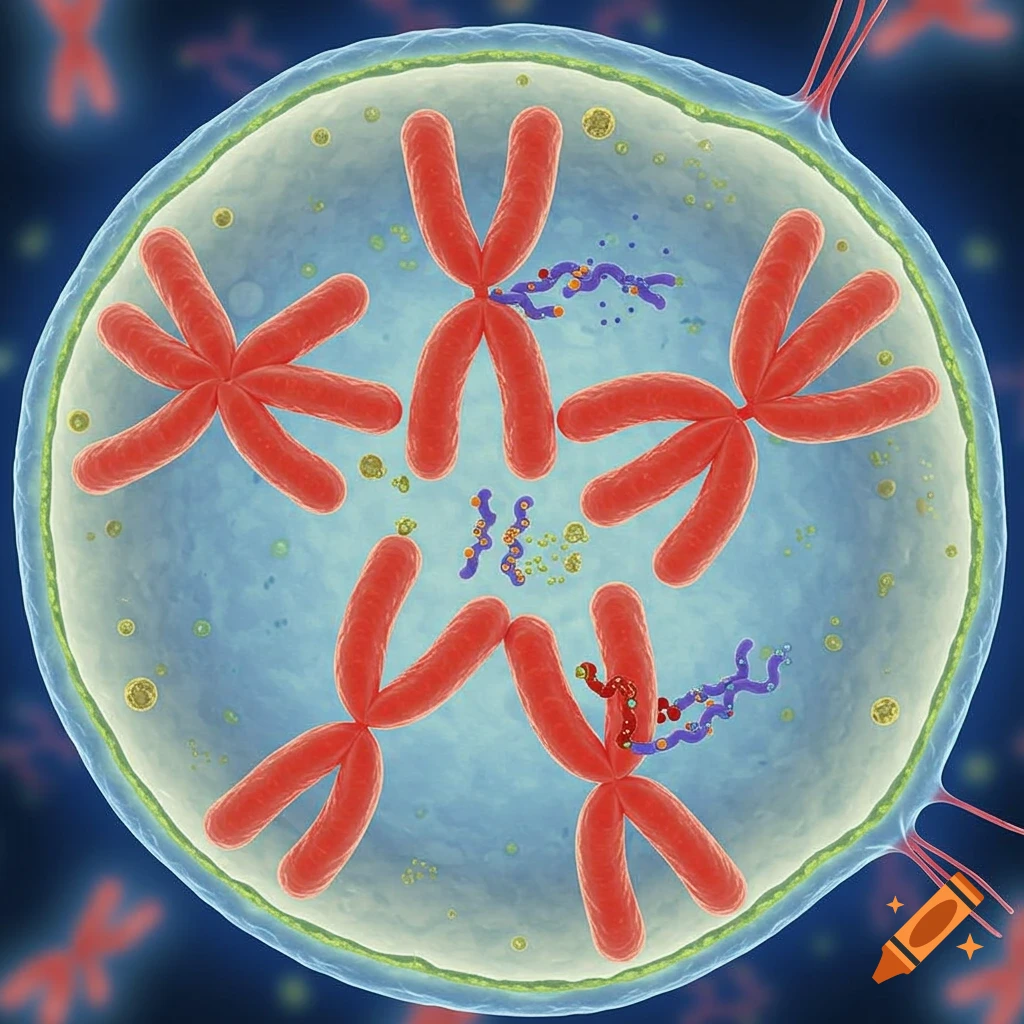 Cell in metaphase 2 of oogenesis with crossover evidence on Craiyon