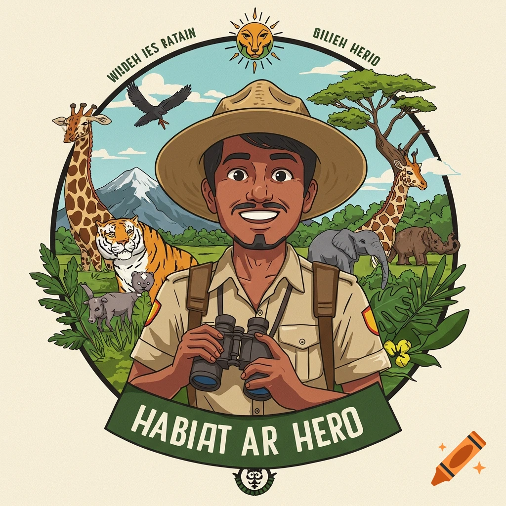 Wildlife conservation logo with habitat hero on Craiyon