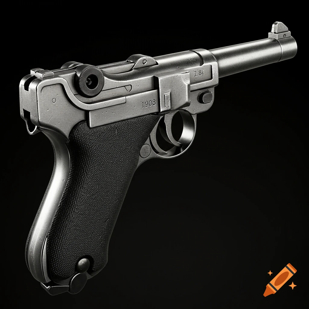P08 nickel plated Luger with black grips on Craiyon