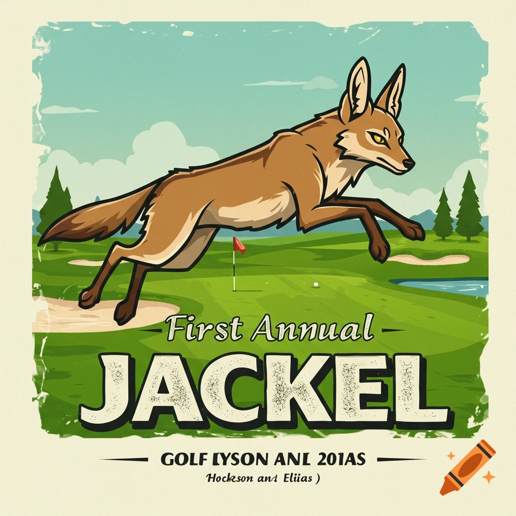 Jackal logo on a golf course for the First Annual Jackel Golf Outing ...