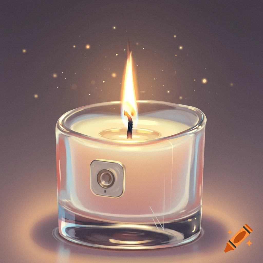 Futuristic glowing translucent candle on Craiyon