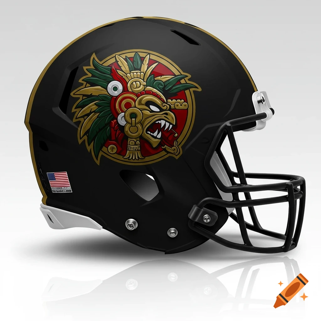 Tijuana Aztecs football helmet logo featuring Aztec shield and Fuego ...