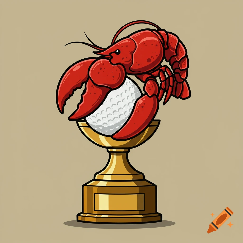 Golf trophy with lobster claw holding golf ball concept art design ...