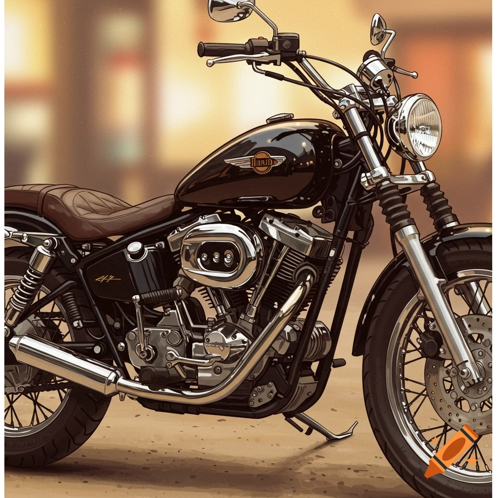 Close-up of a black Harley-Davidson motorcycle engine with shiny chrome ...