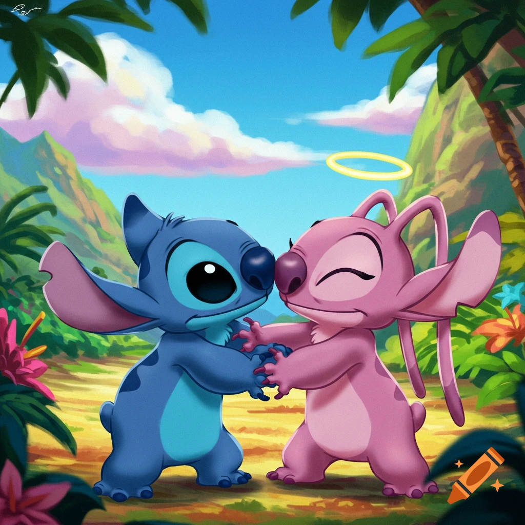 Stitch and Angel characters from 'Lilo & Stitch' on Craiyon