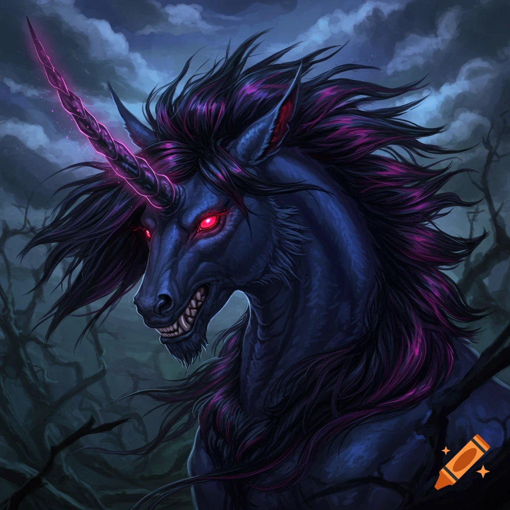 Evil Unicorn Drawing In Pencil