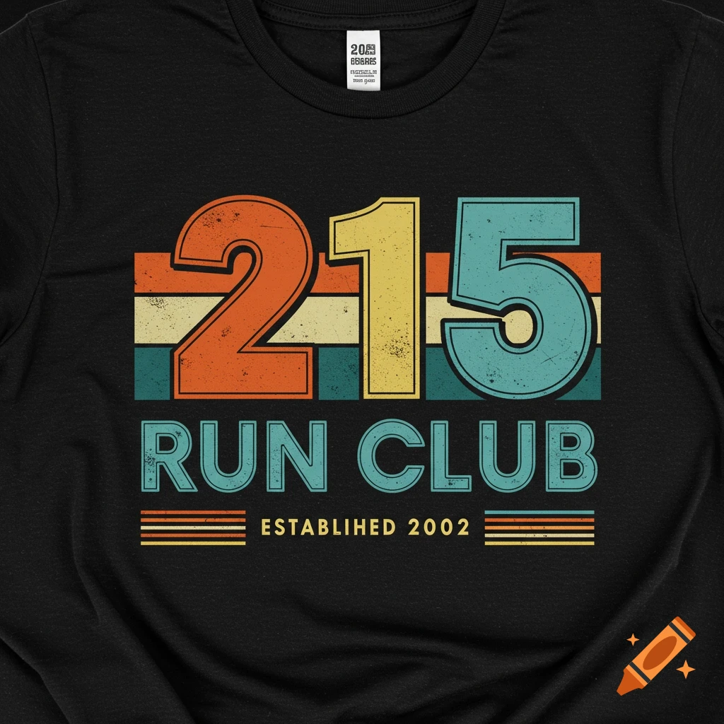 215 Run Club logo, established 2002, throwback style on Craiyon