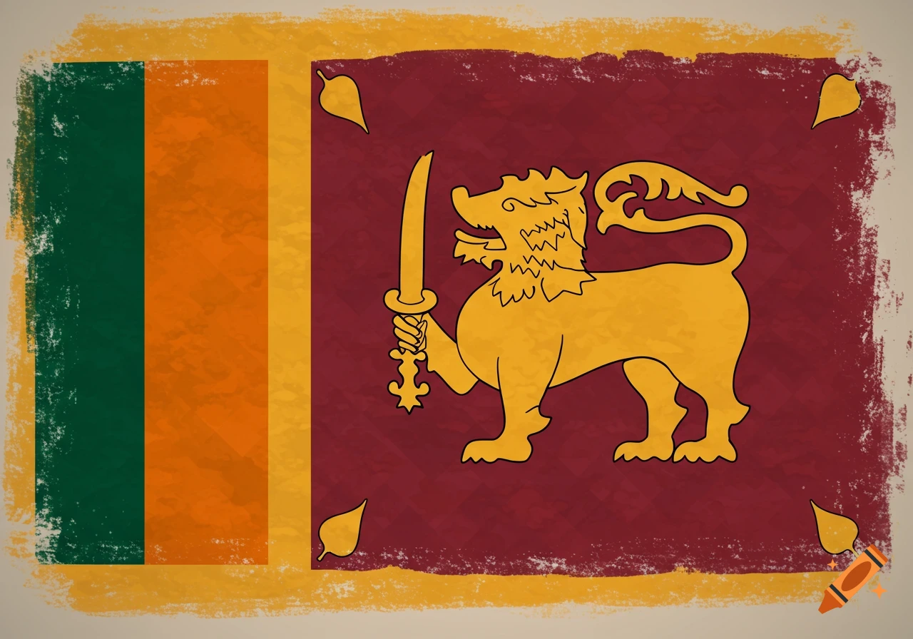 Sri Lankan flag reimagined with gold lion, diamond accents, and emerald ...
